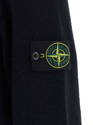 Stone Island Black Sweater With High Collar And Logo Patch On The Sleeve In Virgin Wool For
