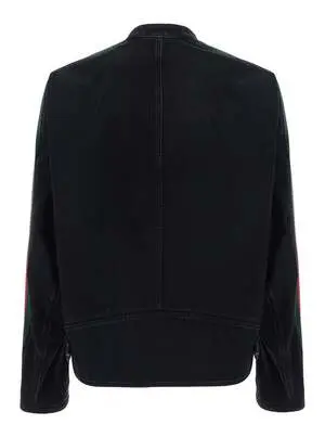 Gucci Black Jacket With Side Web Details In Cotton Denim For - Multicolor
