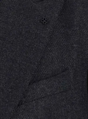 Tagliatore Montecarlo' Grey Double-breasted Jacket With Peak Revers And Pin On The Front In Wool For - Gray