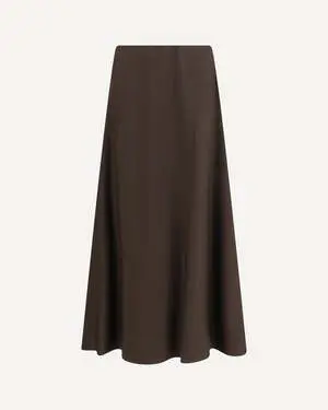 Brunello Cucinelli Flute Virgin Wool And Viscose Twill Skirt - Brown