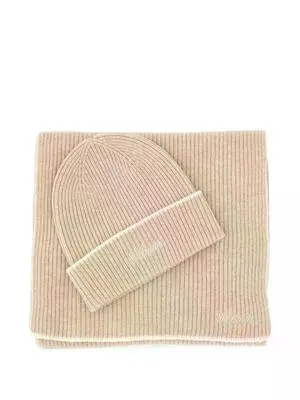 MC2 SAINT BARTH Ribbed-knit Scarf And Beanie Hat Set - Neutrals