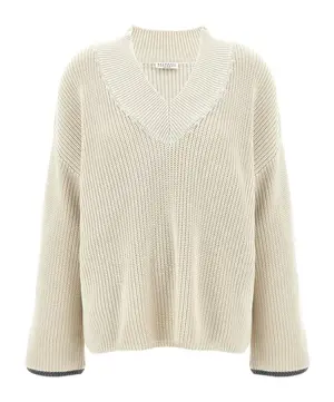 Brunello Cucinelli Monili Chain Detailed Knitted Jumper - Butter