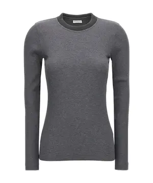Brunello Cucinelli Monili-detailed Knitted Jumper - Grey