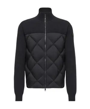 Moncler Wool-cashmere Down Cardigan - Dark Blue