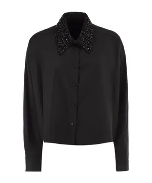 Fabiana Filippi Crystal-embellished Collar Shirt - Black