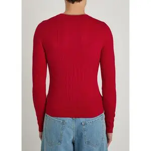 Dries Van Noten Round-neck Vertical Ribbed Knit Top