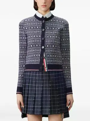 Thom Browne Merino Wool Jacquard Snowflake Cardigan