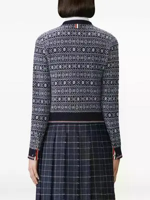 Thom Browne Merino Wool Jacquard Snowflake Cardigan