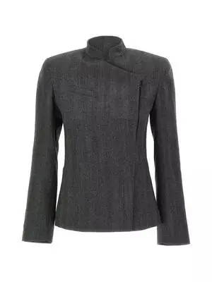 Coperni Herringbone-pattern Asymmetrical-fastening Jacket - Grey