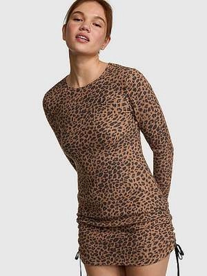 Pink Waﬄe Knit Dress - Print