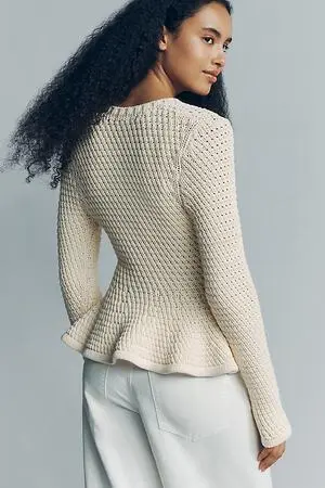 PISTOLA Ela Open Knit Peplum Cardigan