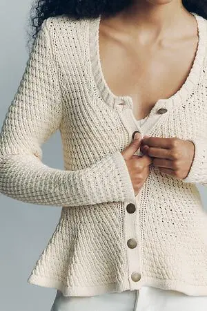 PISTOLA Ela Open Knit Peplum Cardigan
