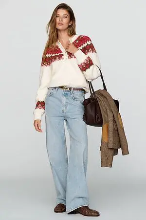 PILCRO Cotton Wool Blend Henley Sweater