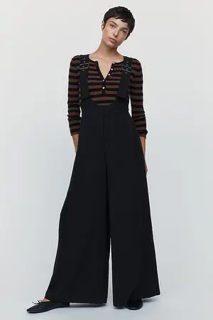 Anthropologie Wide-leg Overalls - Black