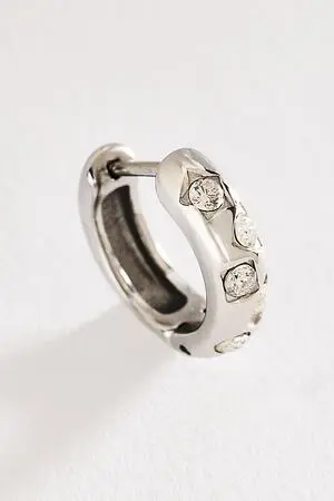 Anthropologie Encrusted Huggie Hoop Earrgs - Silver