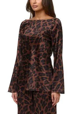 Naked Wardrobe Stretch Silk Long Sleeve Top