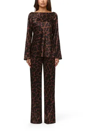 Naked Wardrobe Stretch Silk Long Sleeve Top
