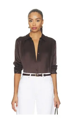 L'Agence Tyler Longsleeve Blouse In Brown - Dark Java