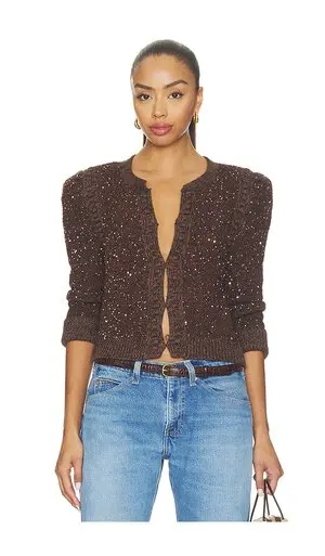L'Agence Thistle Sequined Cardigan In Brown - Black  Java & Sequins