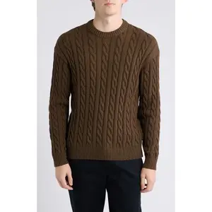 !SOLID Malcolm Cable Knit Sweater - Brown
