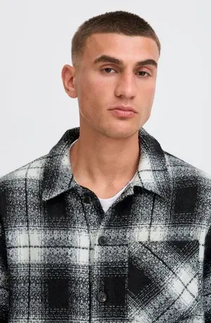 !SOLID Plaid Long Sleeve Button-up Shirt