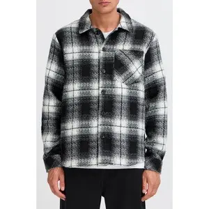 !SOLID Plaid Long Sleeve Button-up Shirt - True Black