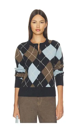A.L.C. Skyler Cardigan In Black - Sky Blue Combo