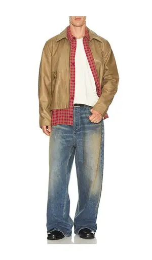 WON HUNDRED Dutton Leather Jacket In Brown