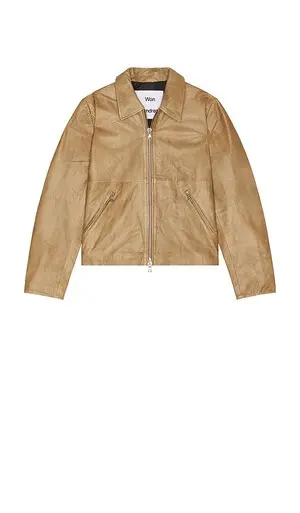 WON HUNDRED Dutton Leather Jacket In Brown