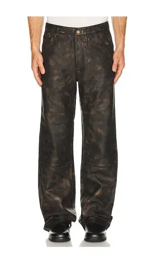 WON HUNDRED Genoa Leather Pants In Brown - Java Brown