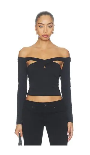 Susana Monaco Cross Over Longsleeve Top - Black