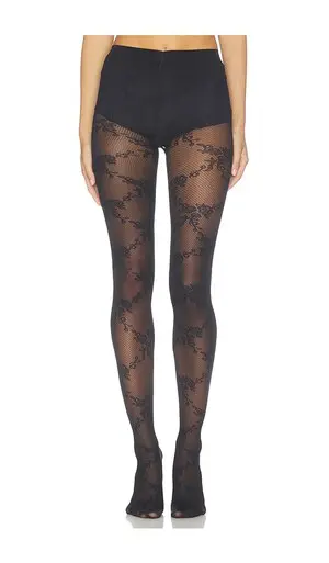 Wolford Floral Lace Tights - Black