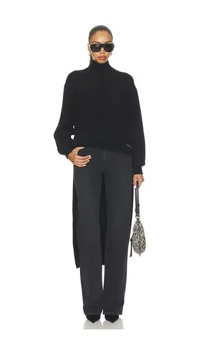 Alexander Wang Long Sleeve Turtleneck With High Low Hem - Black