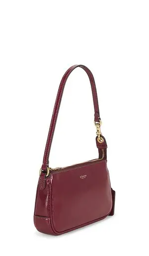 COACH Shiny Crinkle Leather Plaza Bag 18 In Burgundy
