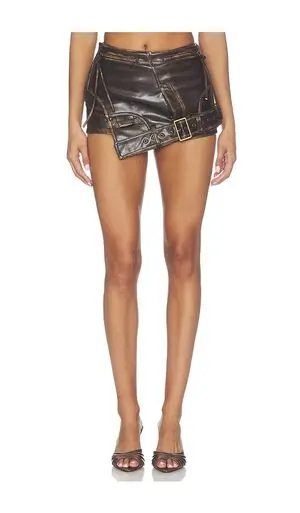 MARRKNULL Asymmetric Leather Mini Skort