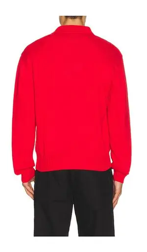 PALMES Cotton Long Sleeve Knit Polo