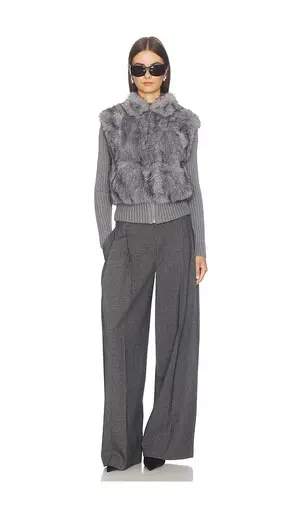 Source Unknown Meti Eco Fur Zip Cardigan