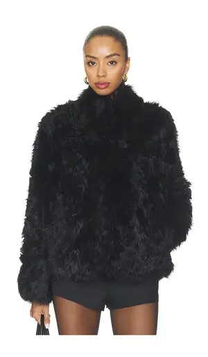 Source Unknown Lyn Long Hair Shearling Jacket - Black