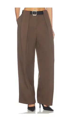 Source Unknown Matteo Belted Tuck Trousers - Brown