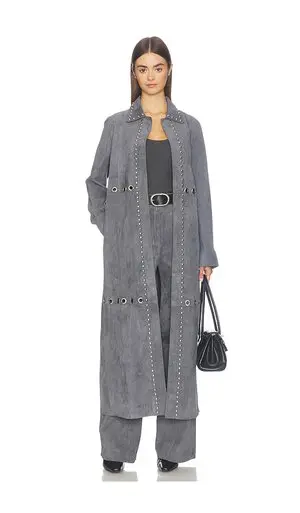 ZUT Studded Antar Coat In Grey