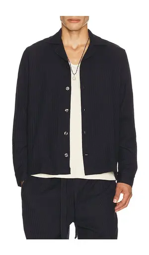 Frescobol Carioca Safra Wool Knitted Camp Collar Long Sleeve Shirt