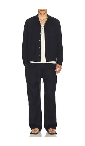 Frescobol Carioca Safra Wool Knitted Camp Collar Long Sleeve Shirt