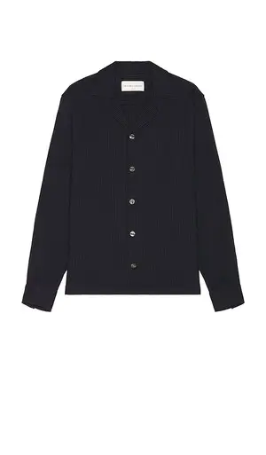 Frescobol Carioca Safra Wool Knitted Camp Collar Long Sleeve Shirt