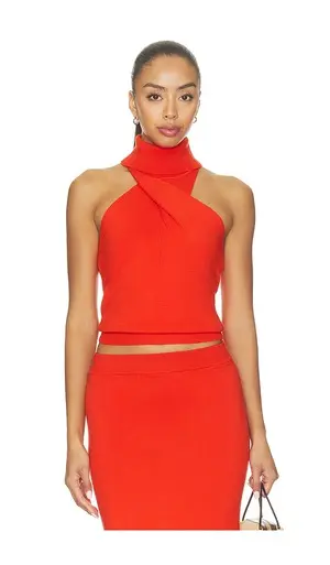 Monse Twist Front Top In Red - Amaranth