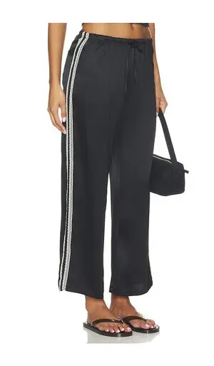 Donni. The Silk Lace Stripe Crop Pant In Black