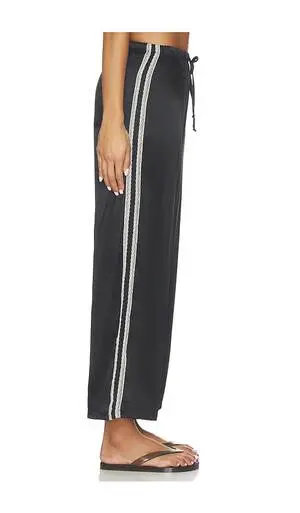 Donni. The Silk Lace Stripe Crop Pant In Black