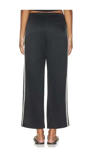 Donni. The Silk Lace Stripe Crop Pant In Black