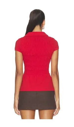 PEACHY DEN Ferdinand Polo Top In Red