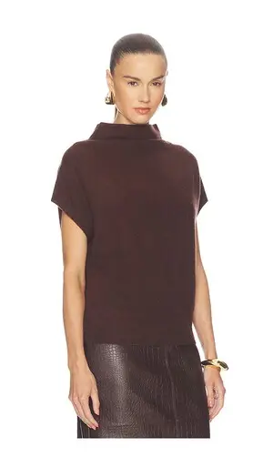 Brochu Walker Morten Funnel Neck Cashmere Top In Chocolate