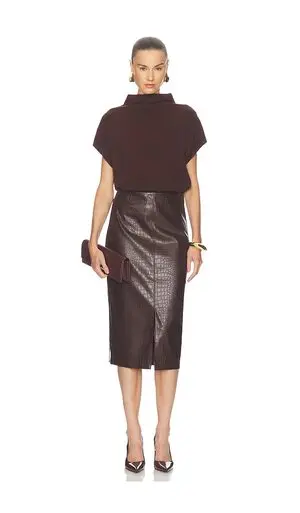 Brochu Walker Morten Funnel Neck Cashmere Top In Chocolate